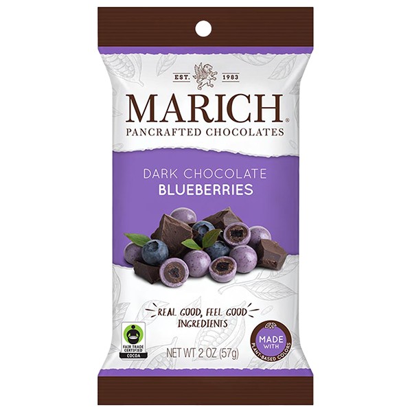 Marich Dark Chocolate Blueberries 57g/2oz - SAKSCO Gourmet Basket Supplies