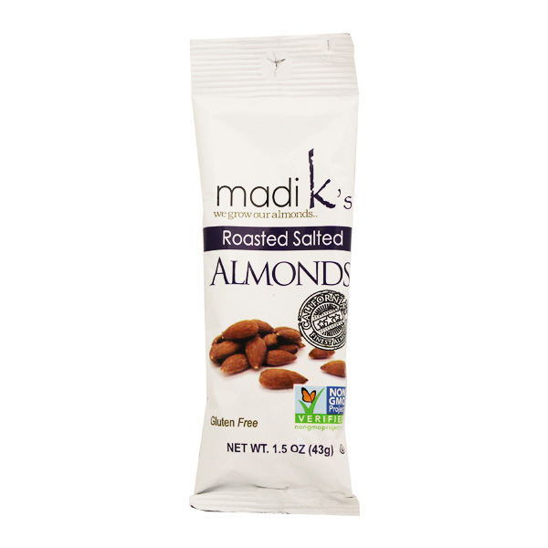 Madi K's Roasted Salted Almond Snack Tubes 43g/1.5 oz - SAKSCO Gourmet ...